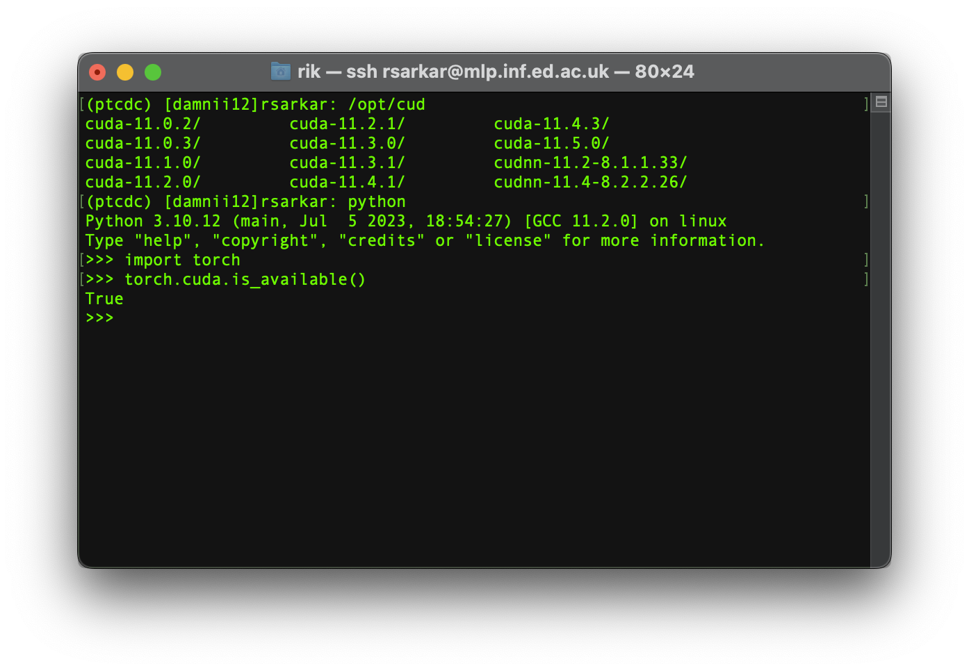 Setting up Machine learning on Informatics GPU Clusters – ANGLE Lab